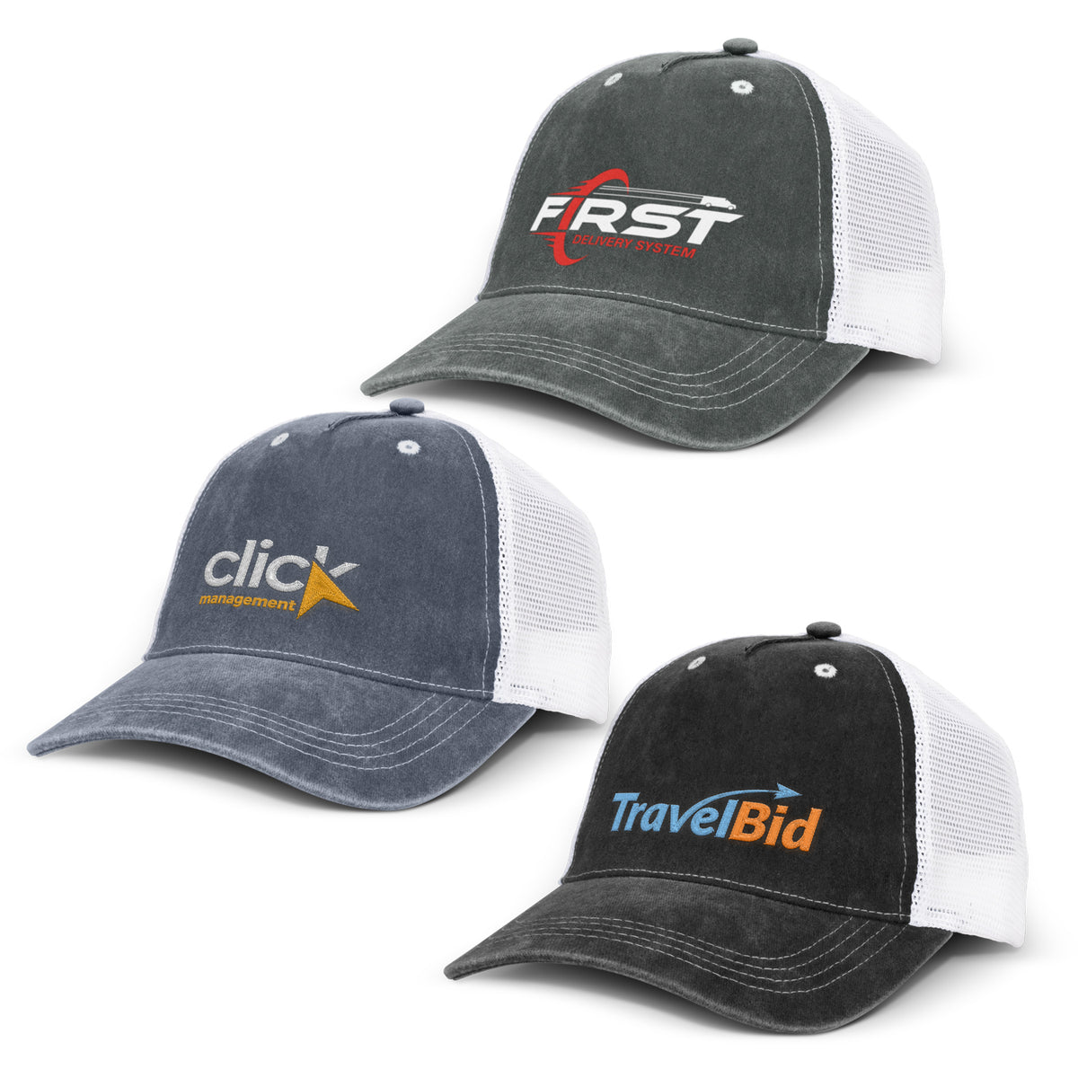 Custom Trucker Caps Australia | Faded Cotton Twill Mesh Back Caps ...